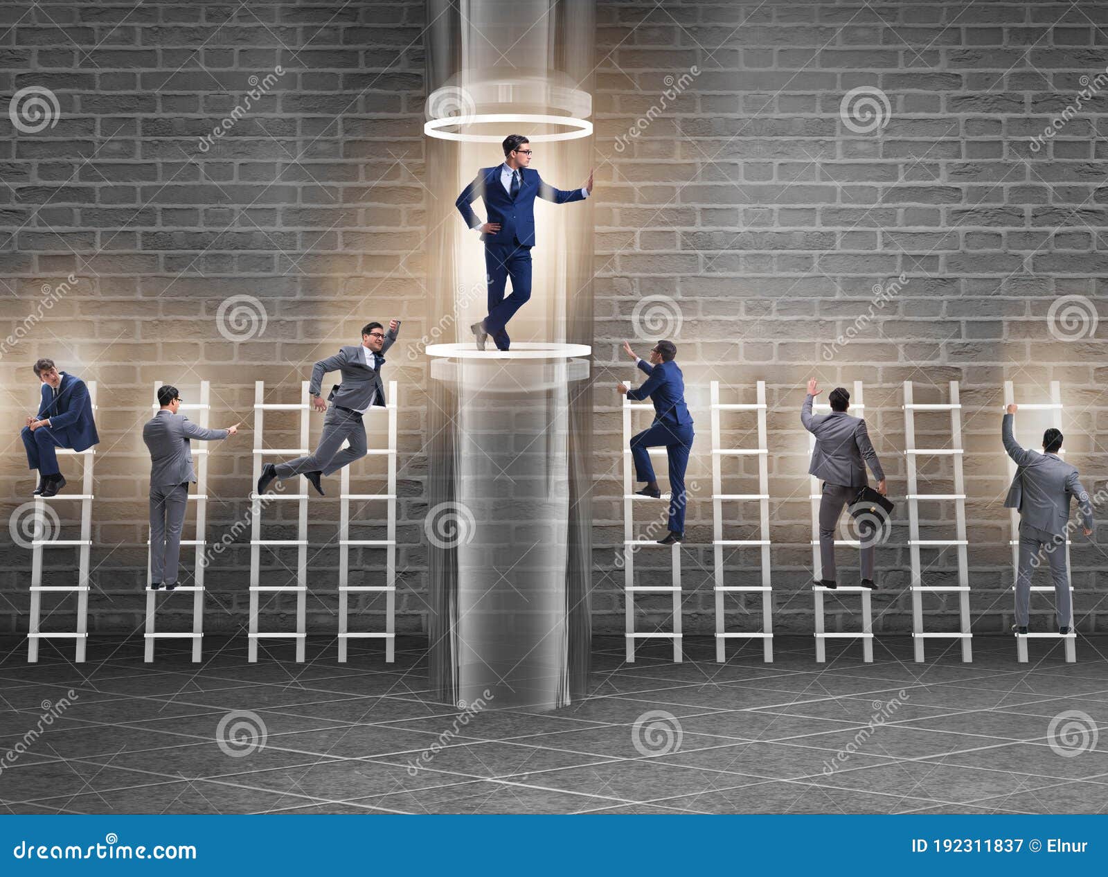 Businessmen in Accelerated and Fast Promotion Concept Stock Image ...