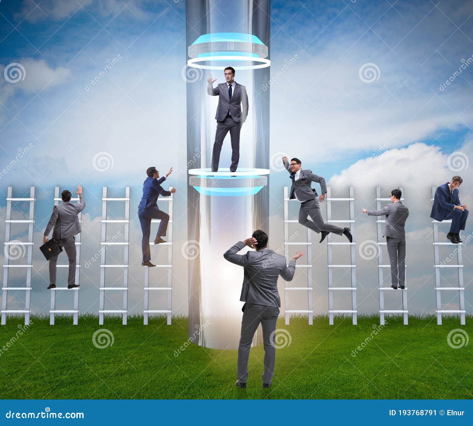 Businessmen in Accelerated and Fast Promotion Concept Stock Image ...