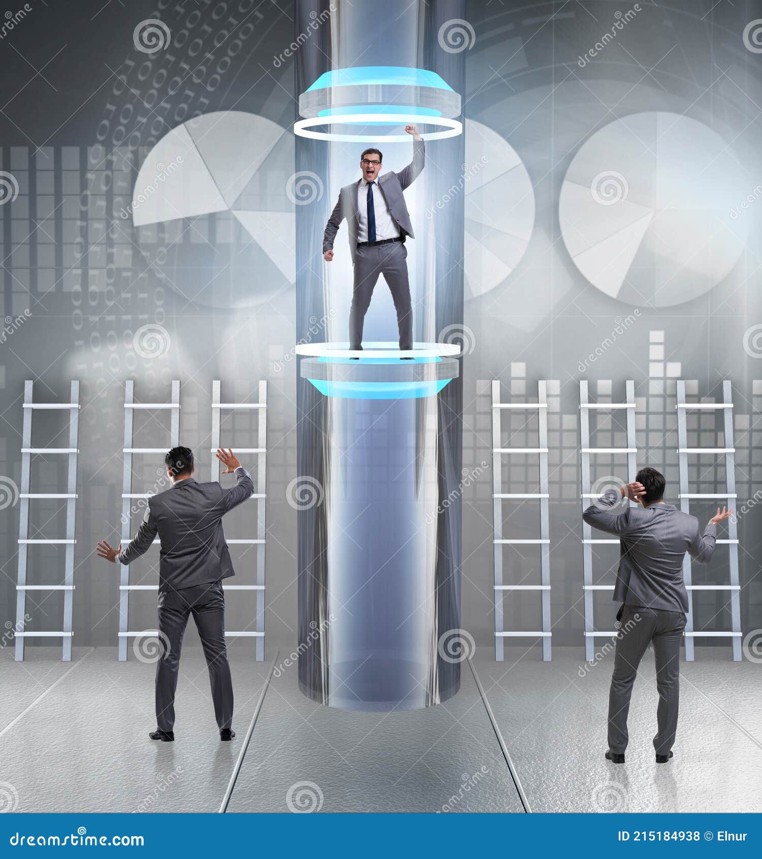 Businessmen in Accelerated and Fast Promotion Concept Stock Photo ...