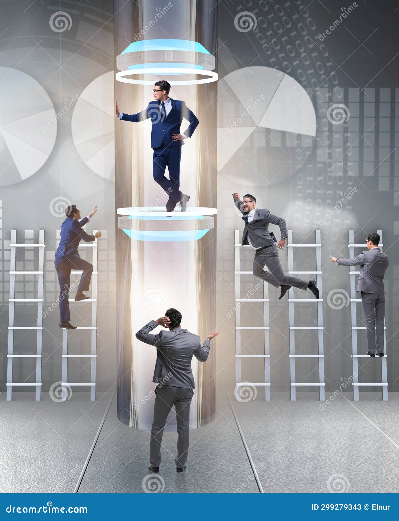 Businessmen in Accelerated and Fast Promotion Concept Stock Image ...