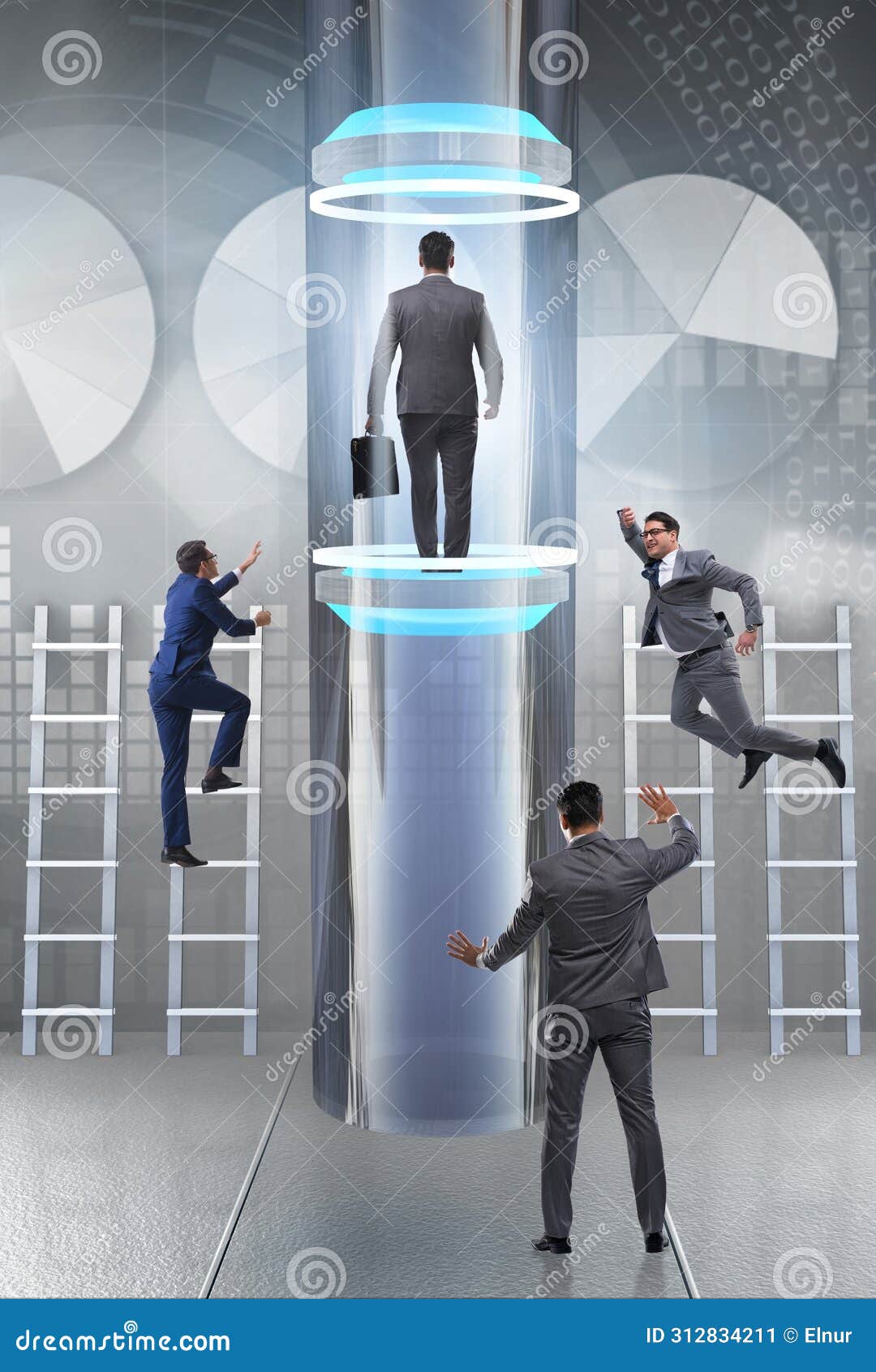 Businessmen in Accelerated and Fast Promotion Concept Stock Image ...