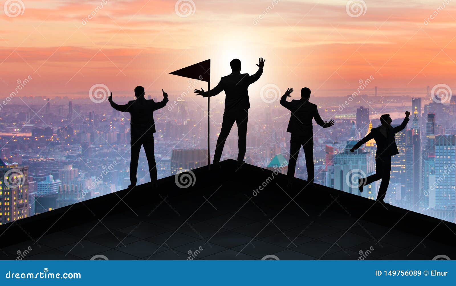 Businessmen in Achievement and Teamwork Concept Stock Image - Image of ...