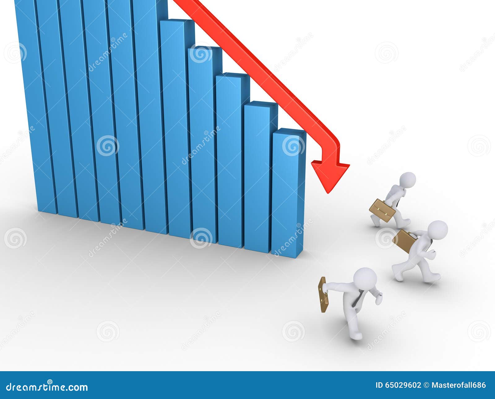 Businessmen are Afraid of Graph Stock Illustration - Illustration of ...