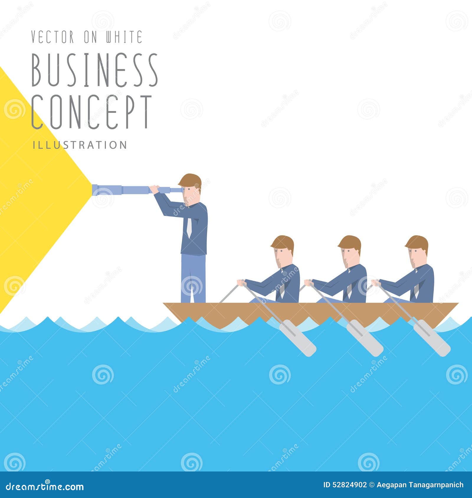 Businessmen In Boat Rowing Competition Vector Cartoon Illustration ...