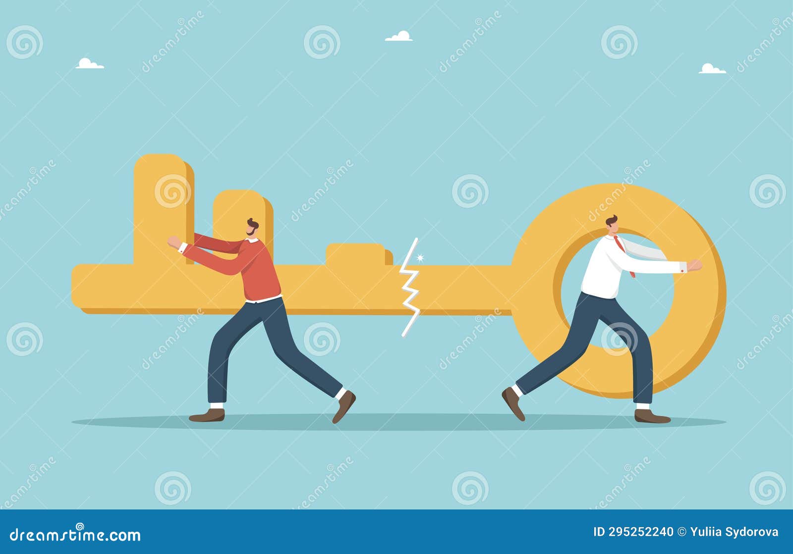 Two Businessmen Break Sing Dollar Bill With Rope Cartoon Vector ...