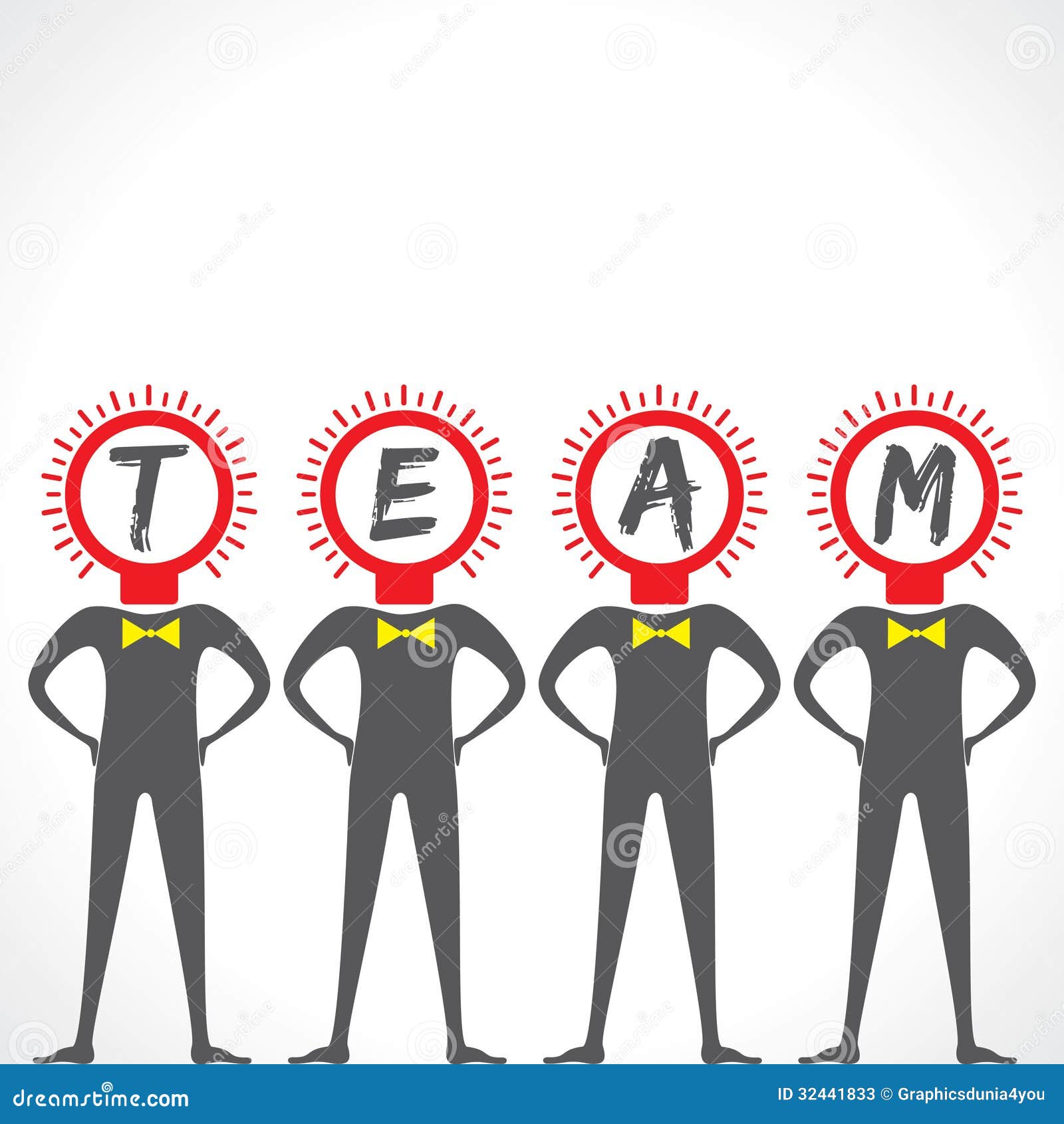 Businessmen Bulb Face Make a Team Stock Vector - Illustration of ...