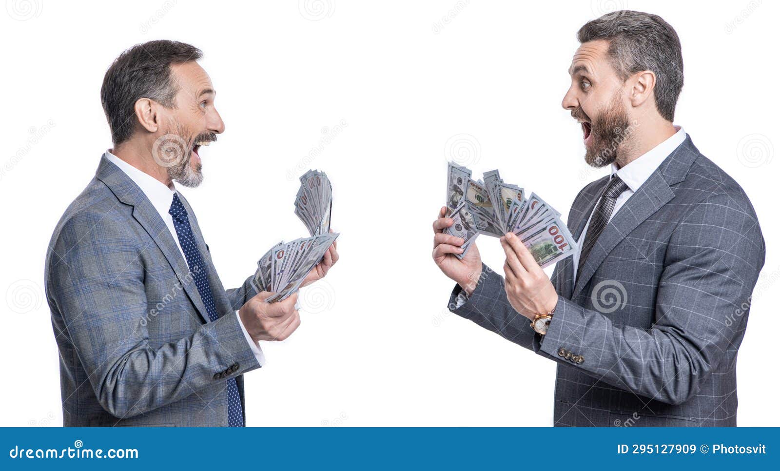 Businessmen Business Men Millionaire With Money Dollar Cash Isolated On