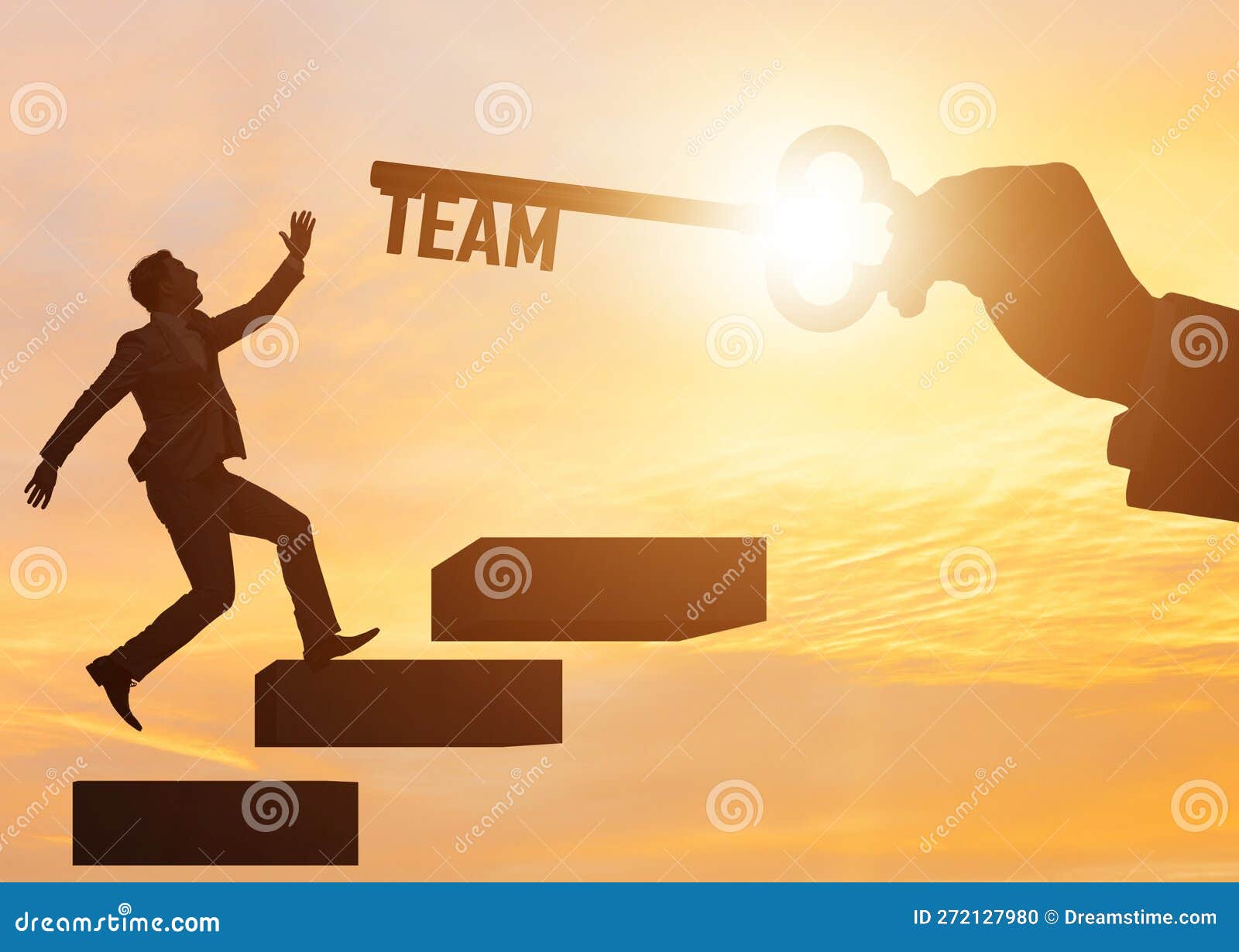 Businessmen on Career Ladder in Teamwork Concept Stock Photo - Image of ...