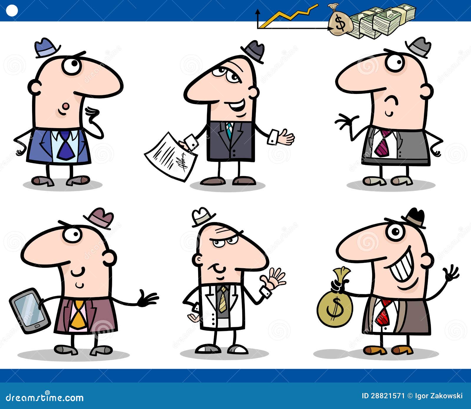 Businessmen Cartoon Characters Set Stock Vector - Illustration of ...