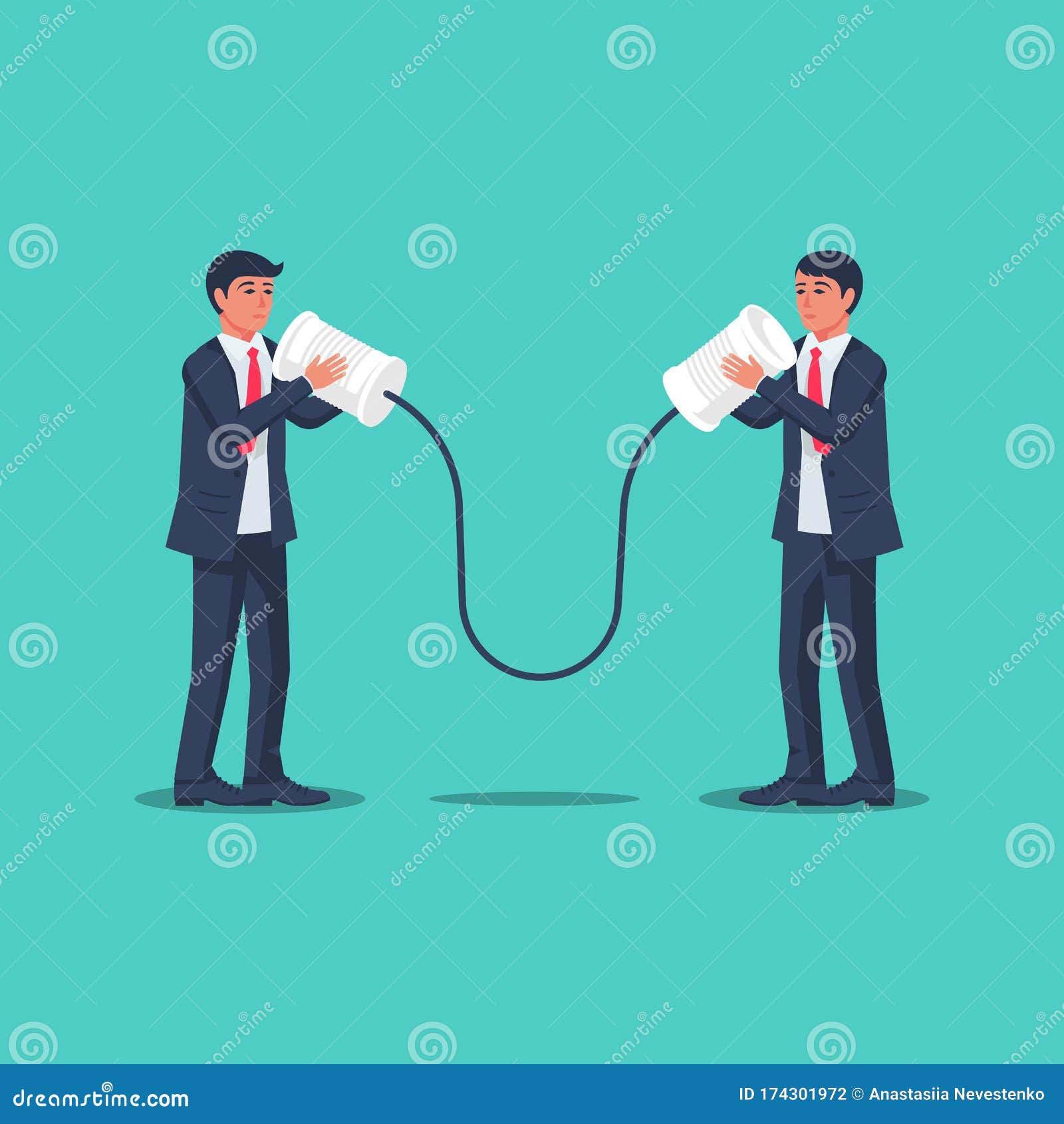 Businessmen Communicate Using Tin Cans Vector Stock Vector ...