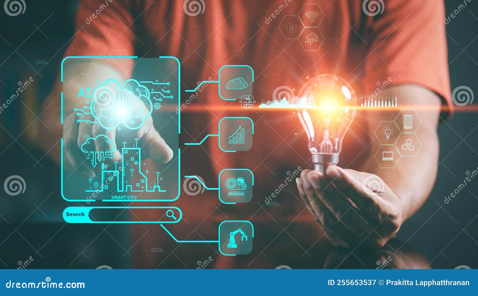 Businessmen Connect AI Intelligent Brain Network through Cyberspace ...