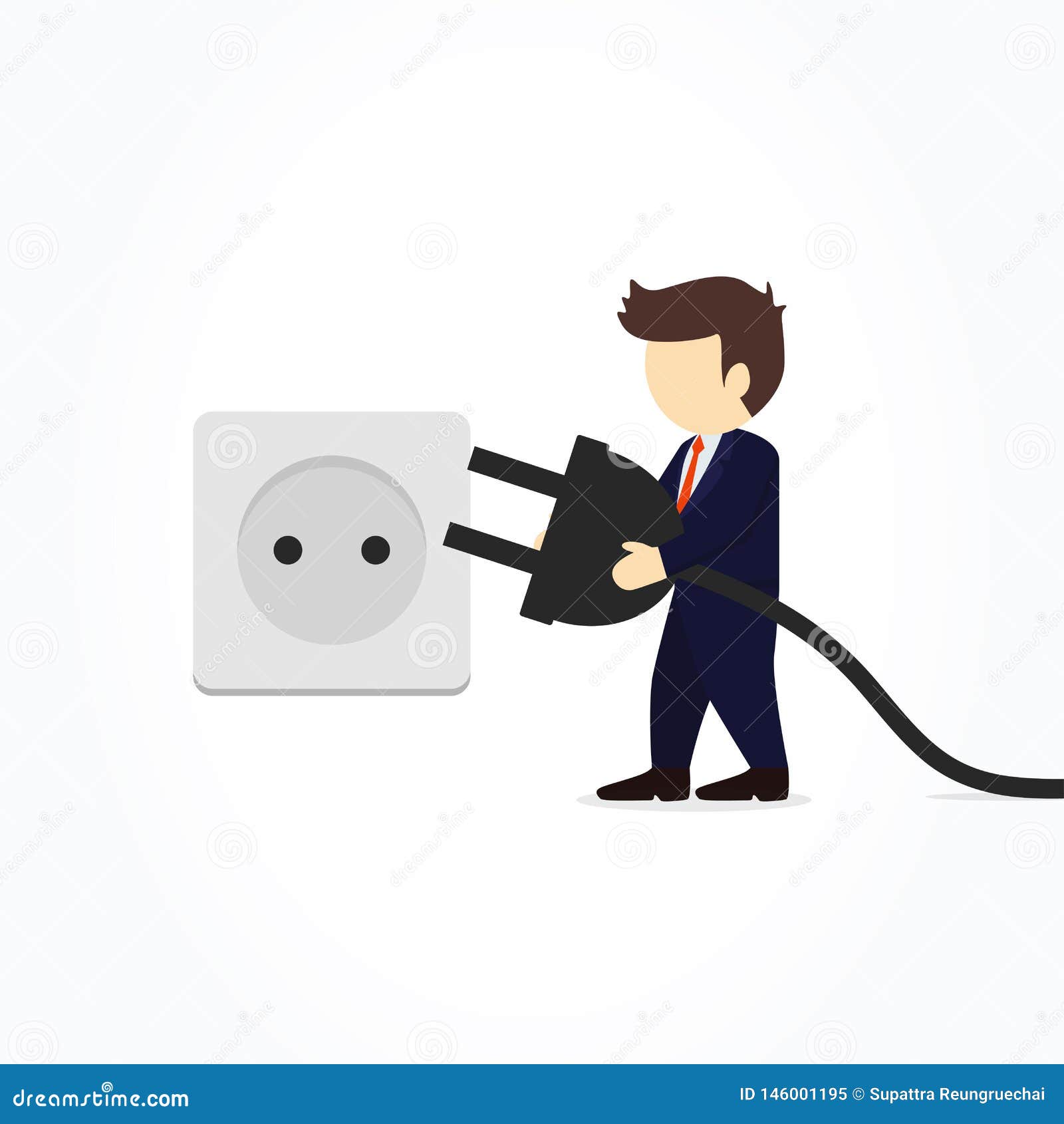 Businessmen Connect To the Electrical Plug. Vector Illustration Stock ...