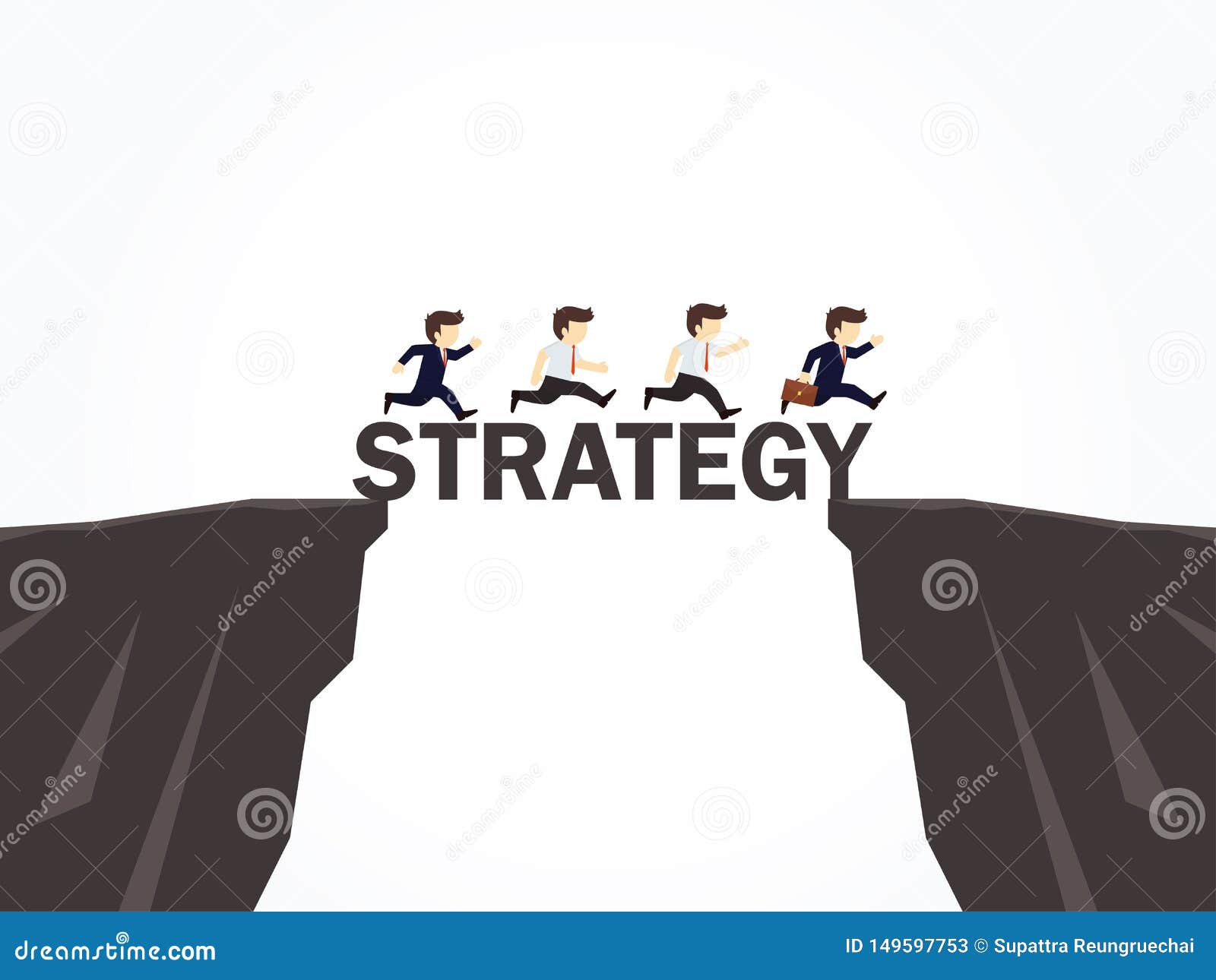 Businessmen Crossing Over a Strategy Bridge. Stock Vector ...