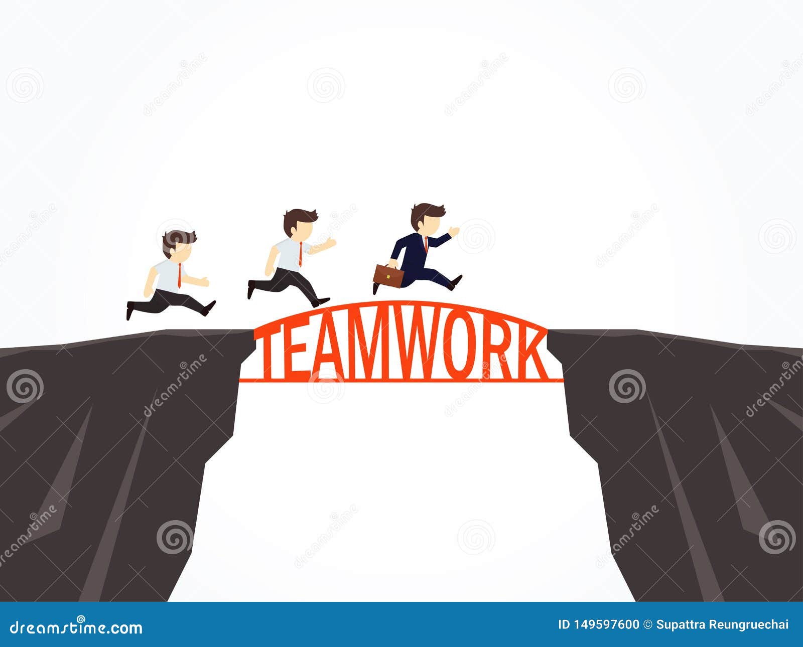 Businessmen Crossing Over a Teamwork Bridge. Stock Vector ...