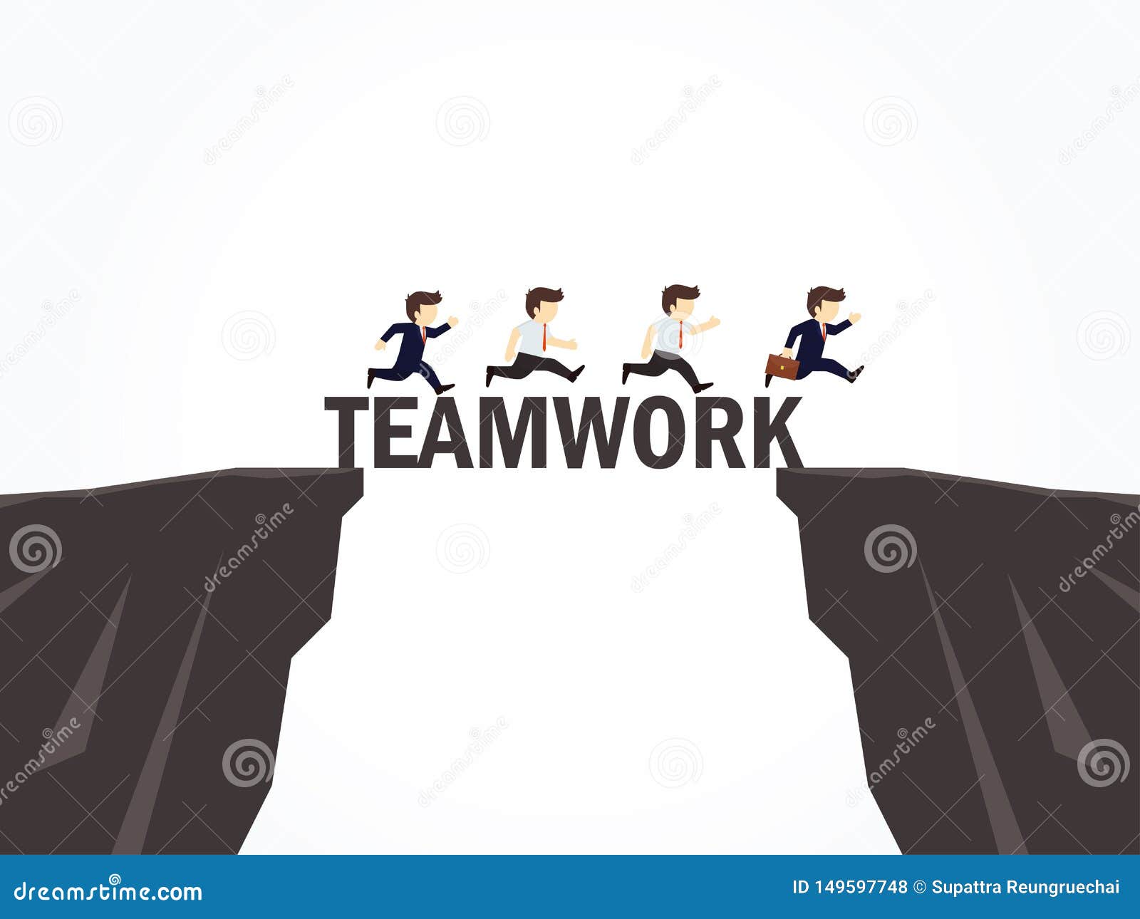 Businessmen Crossing Over a Teamwork Bridge. Stock Illustration ...