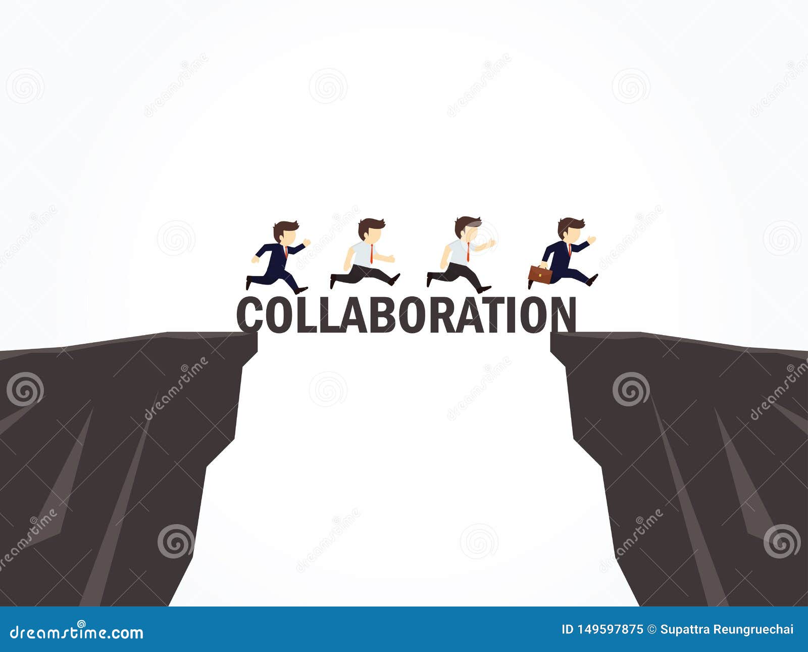 Businessmen Crossing Over a Teamwork Bridge. Stock Vector ...