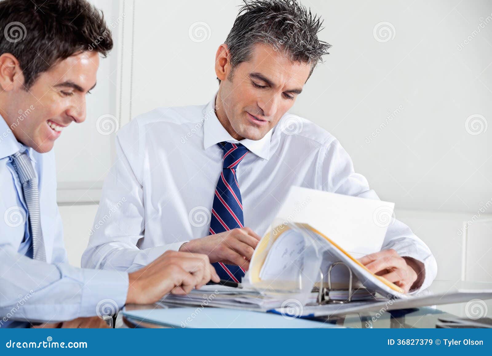 Businessmen Discussing Paperwork in Office Stock Image - Image of ...