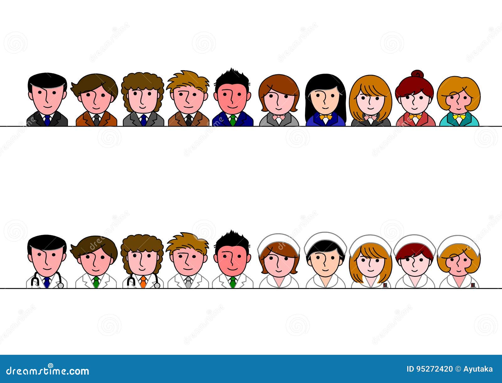 Businessmen and Doctors Upper Body Border Set Stock Vector ...