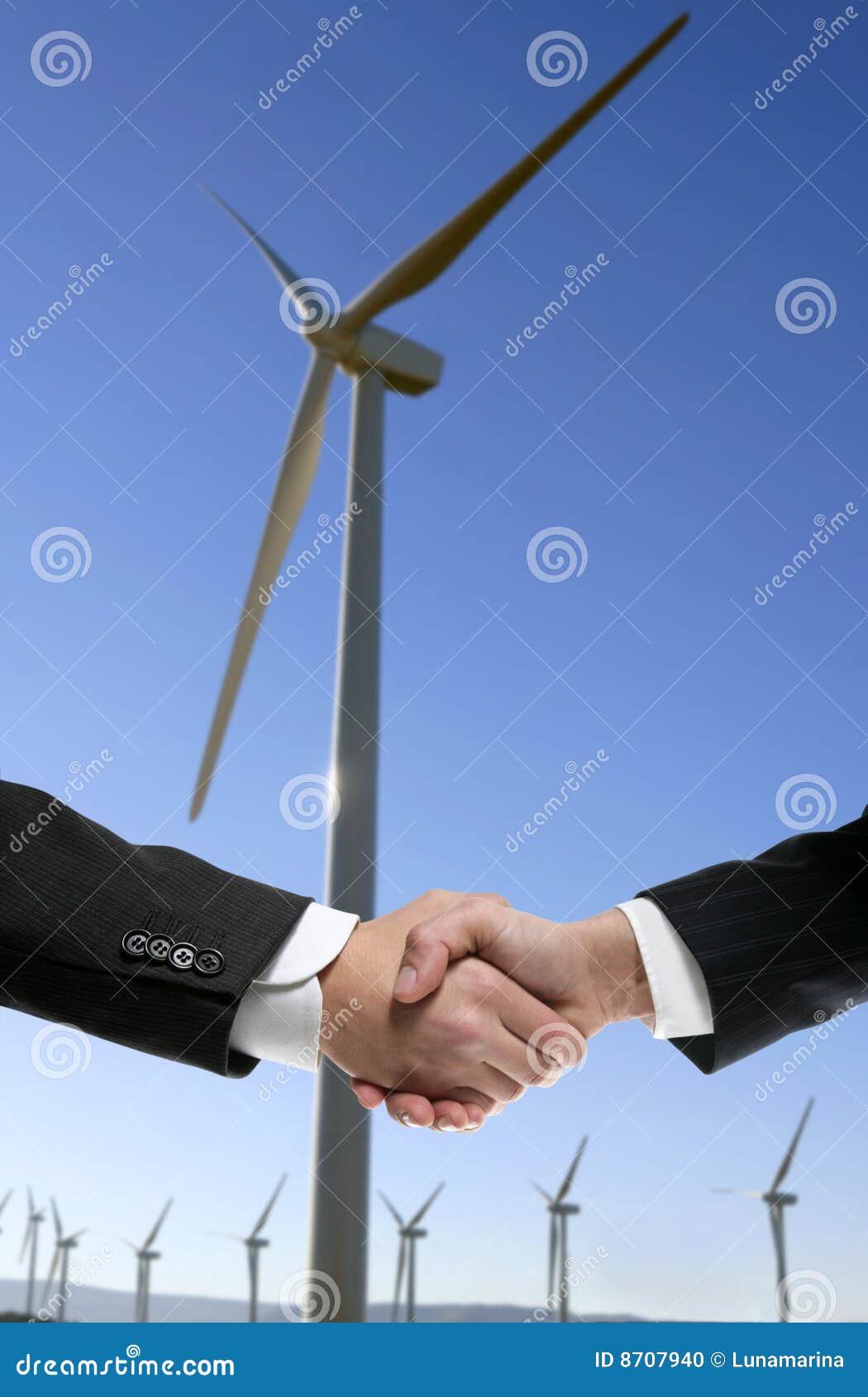 Businessmen Environmental Wind Mill Handshake Stock Photo - Image of ...