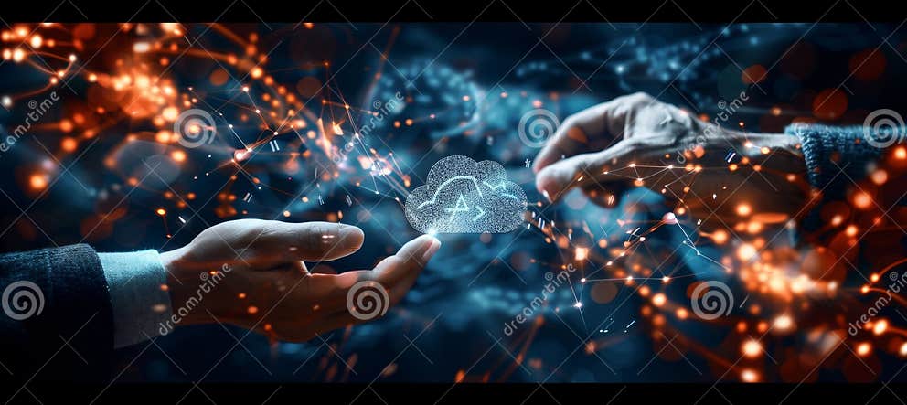 Businessmen Exchanging Cloud Computing Data, Technology and Digital ...