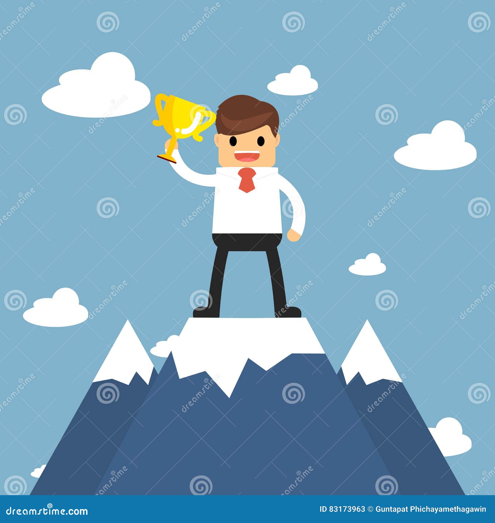 Businessmen Go To the Top of Mountain. Success Concept Stock Vector ...