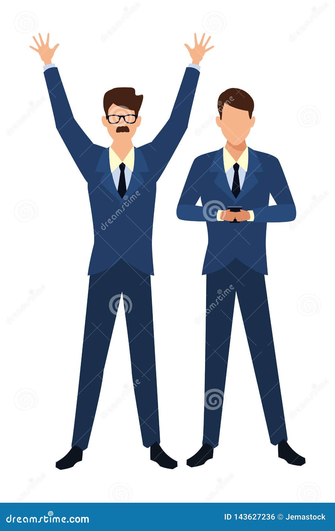 Businessmen with hands up stock vector. Illustration of people - 143627236