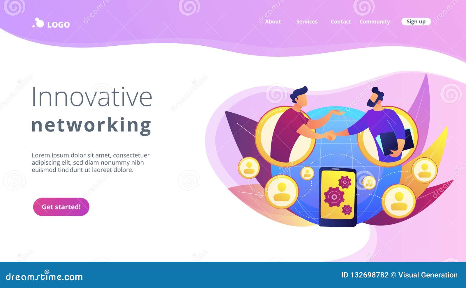 Mobile Collaboration Concept Landing Page. Stock Vector - Illustration ...