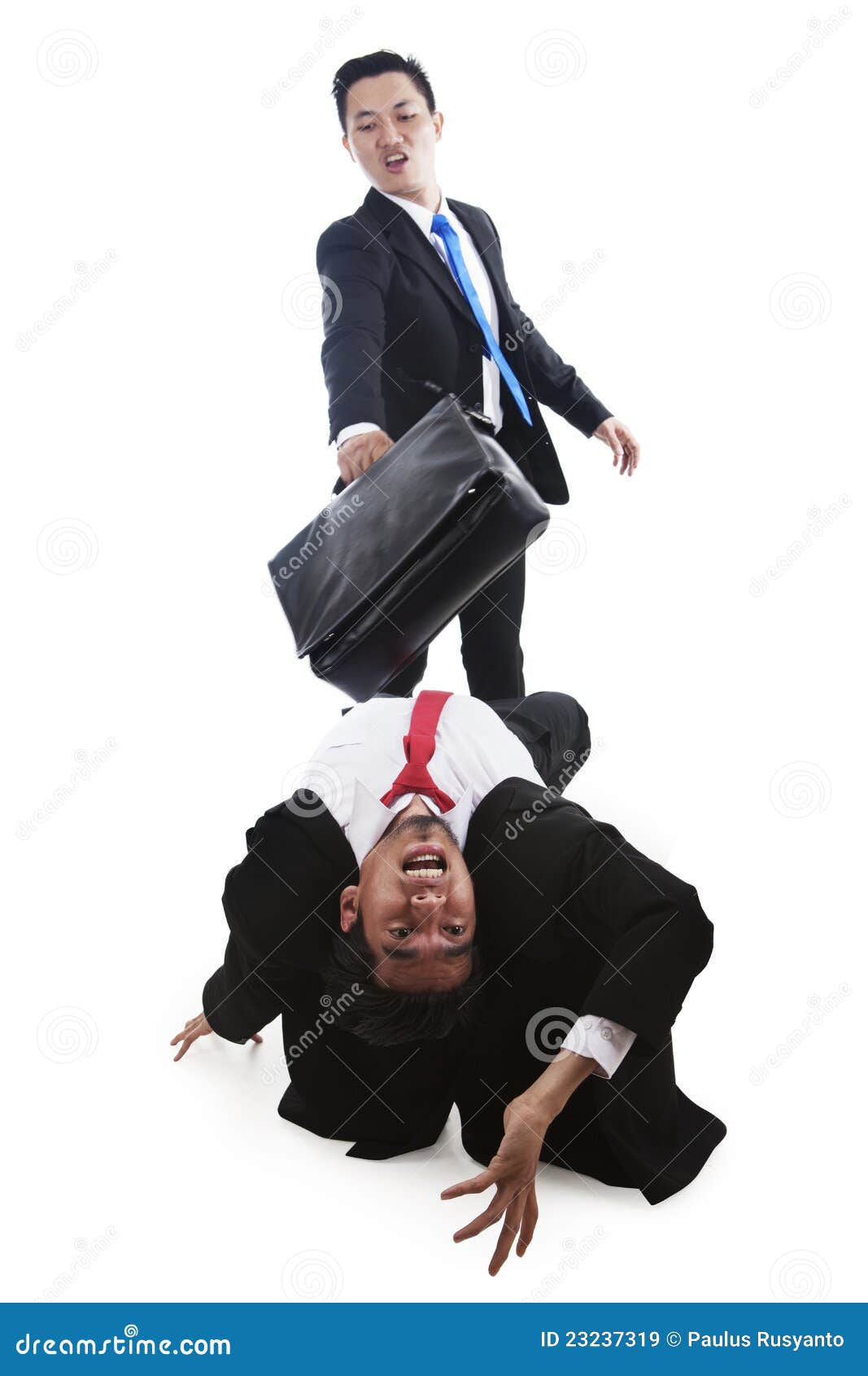 Businessmen Having a Fight on White Stock Image - Image of fall, afraid ...