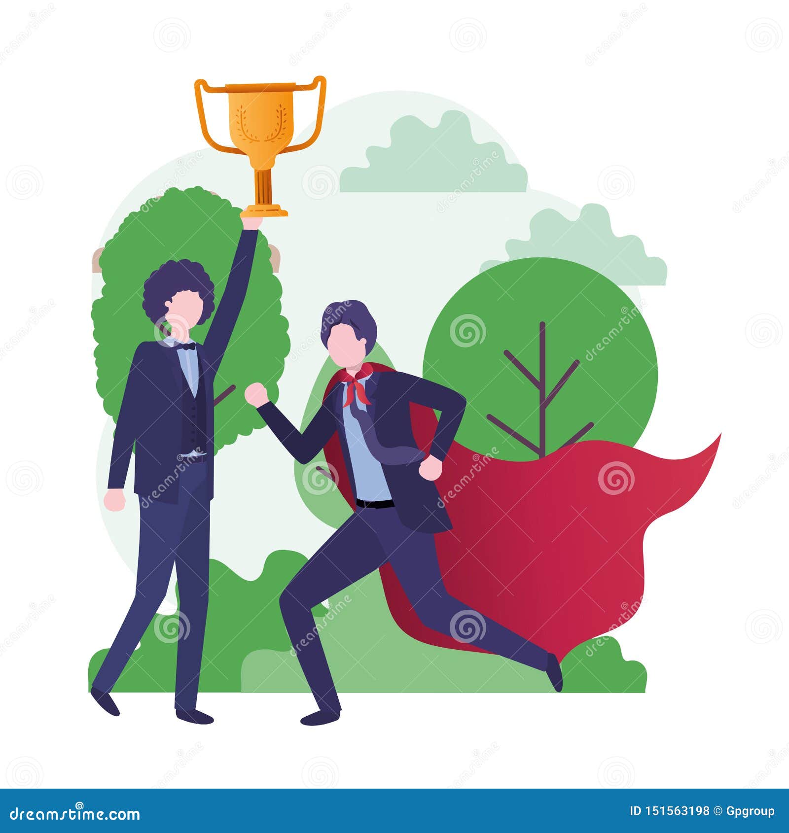 Businessmen with Hero Coat and Trophy Stock Vector - Illustration of ...