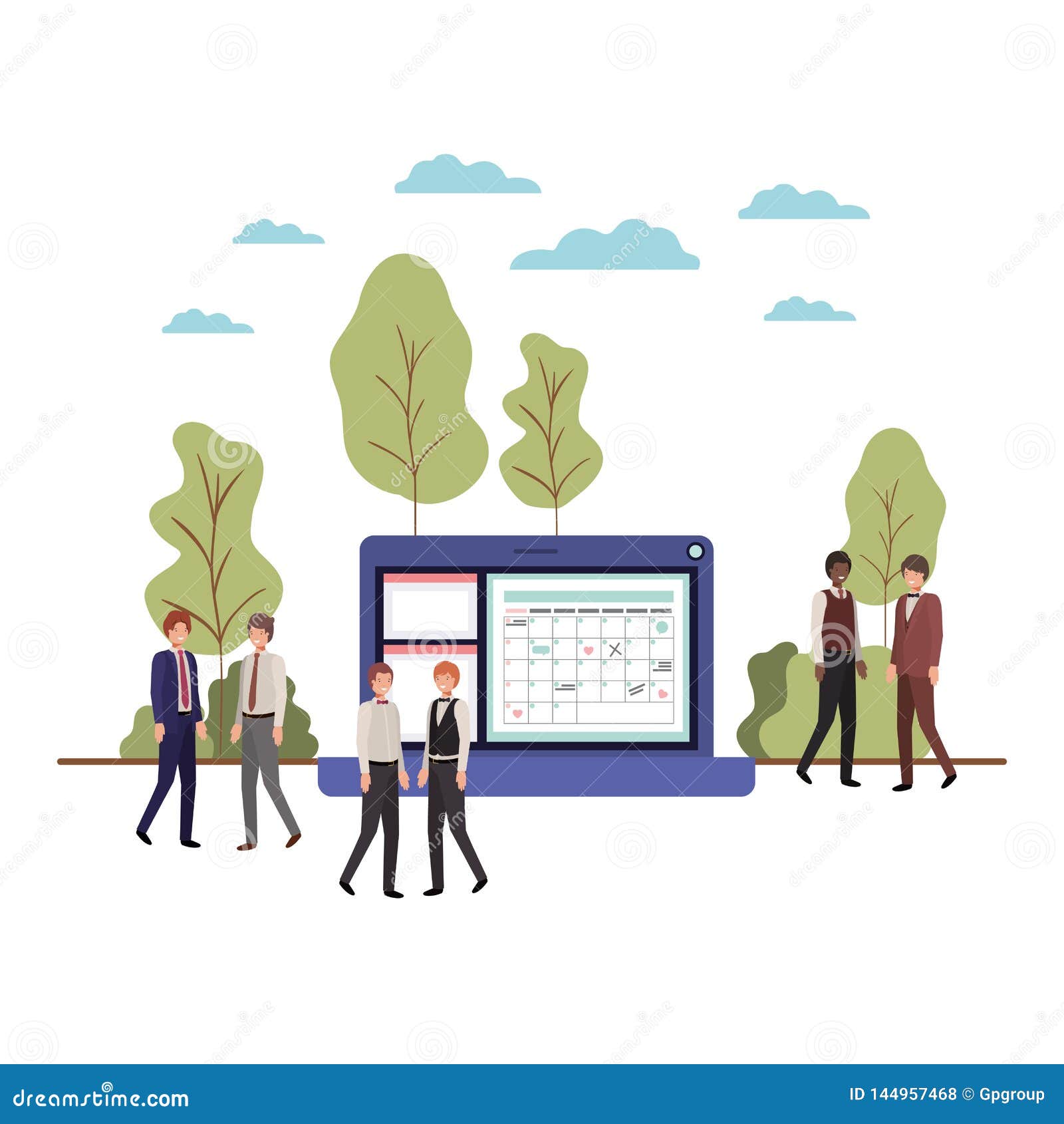 Businessmen with Laptop Computer Avatar Character Stock Vector ...