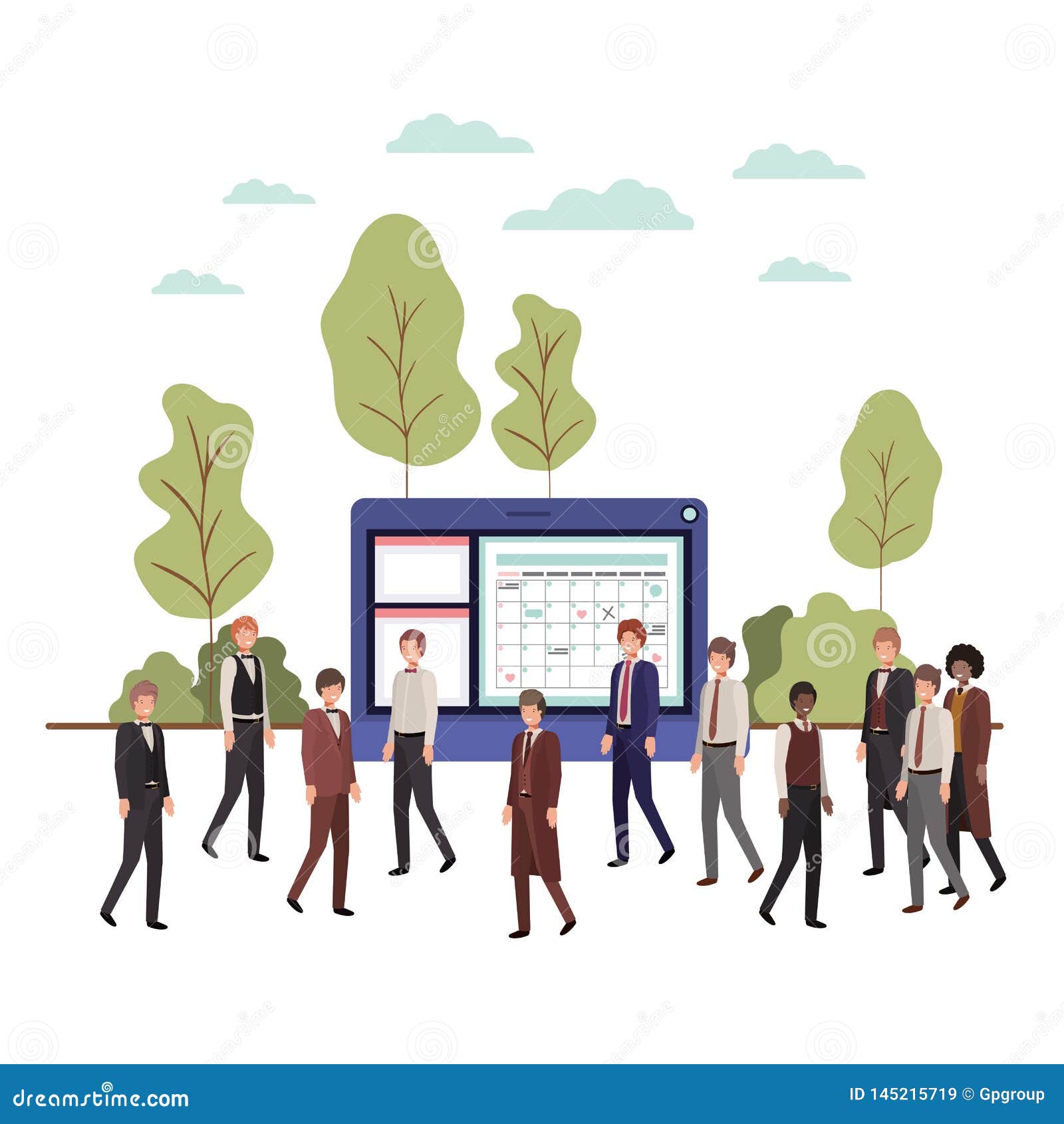 Businessmen with Laptop Computer Avatar Character Stock Vector ...