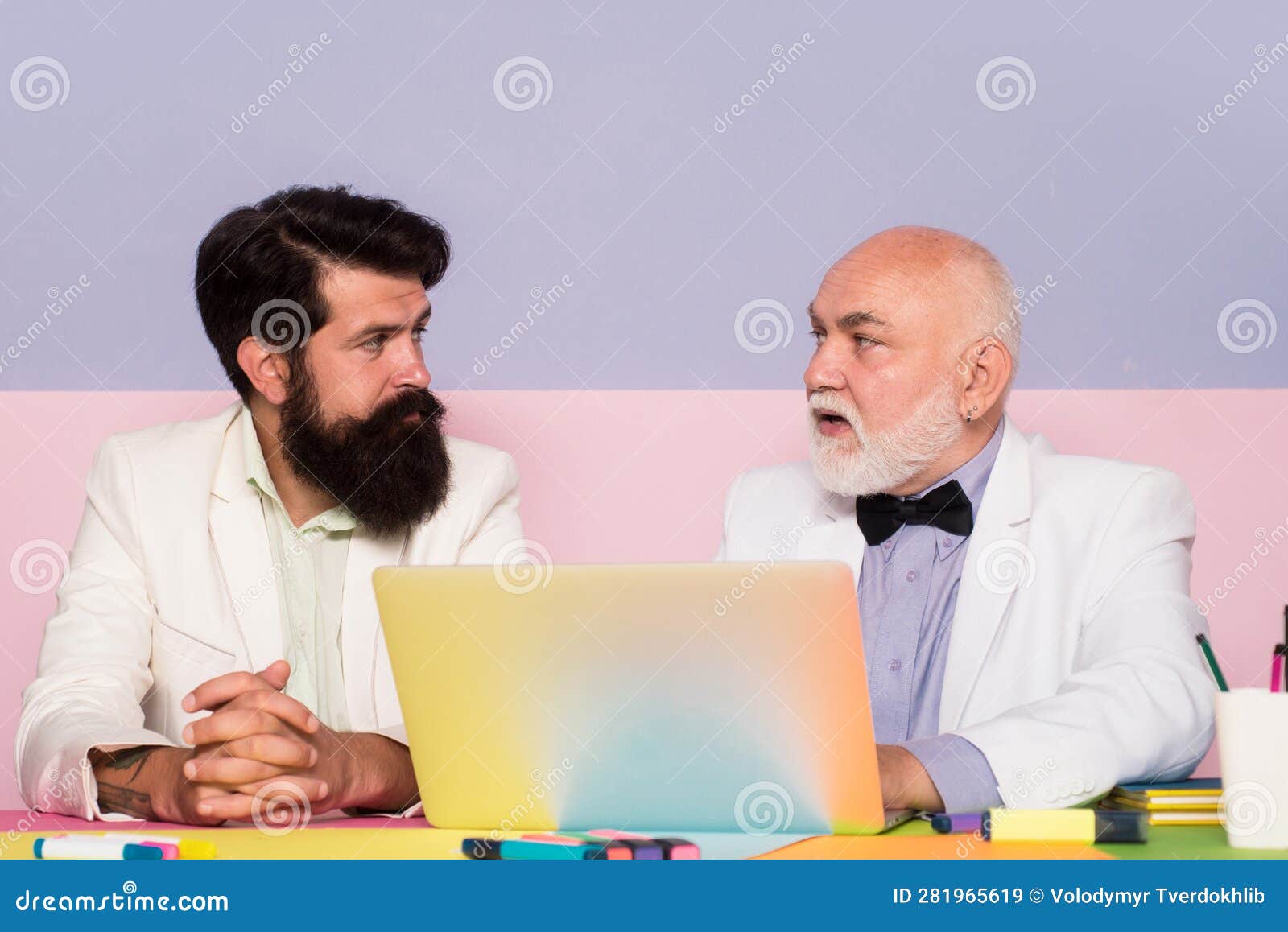 Businessmen with Laptop Working at Office Workplace. Businessman Using ...