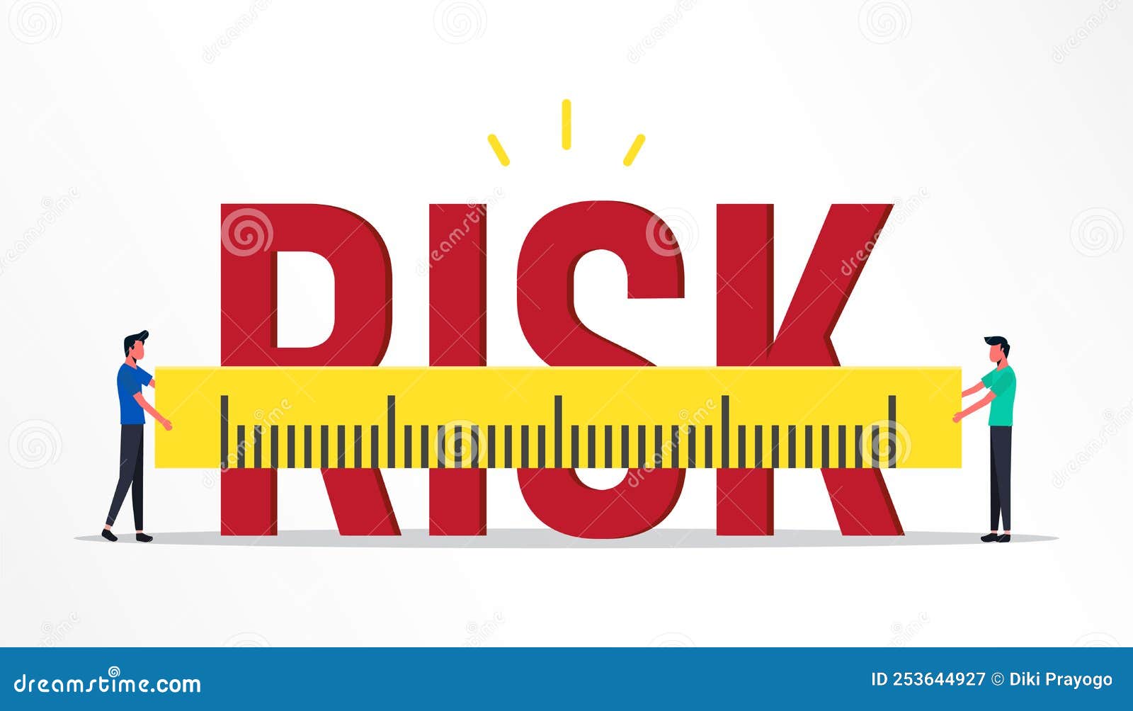 Businessmen Measure the Word Risk with Measuring Ruler Stock Vector ...