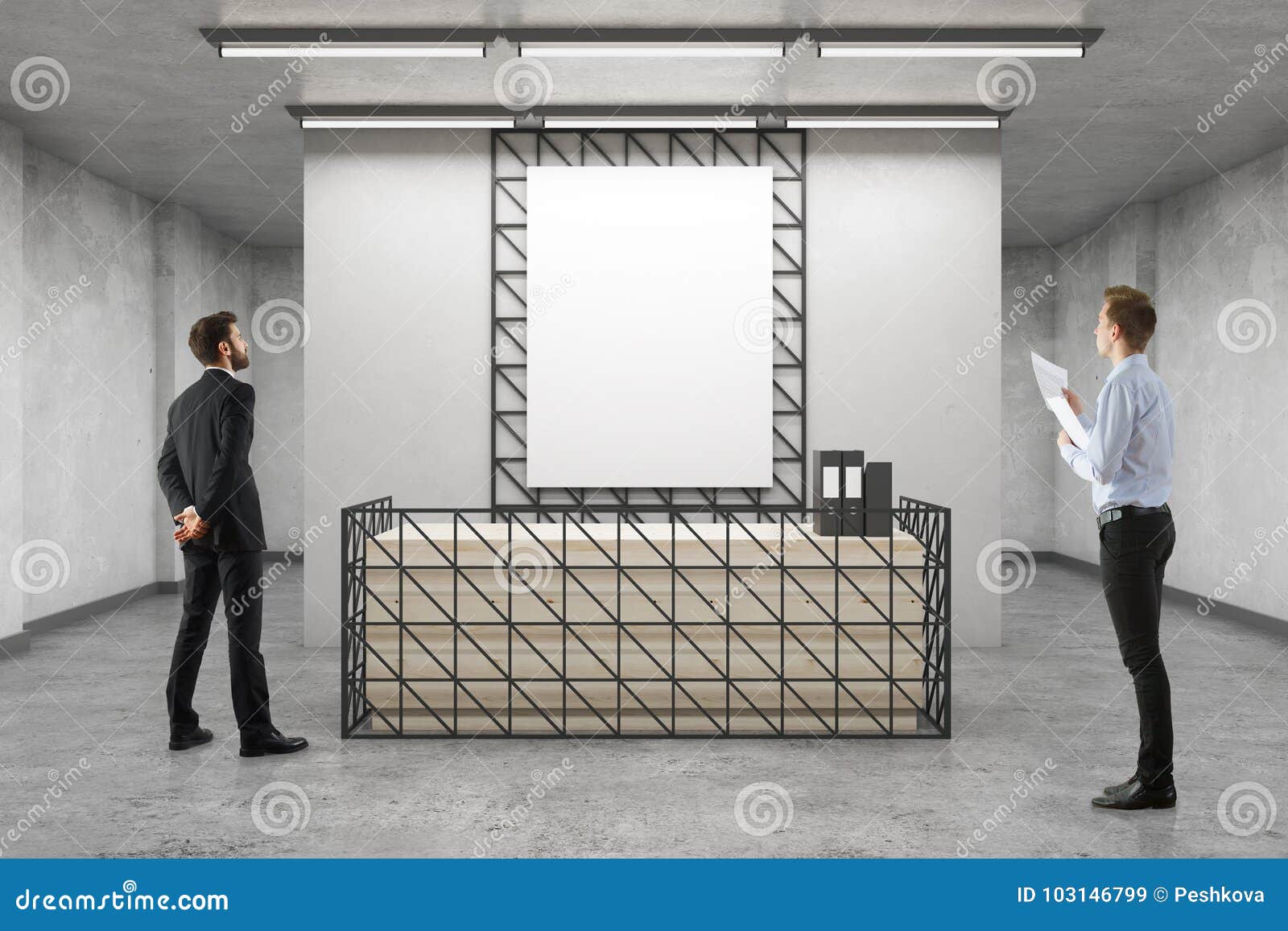 Businessmen at Reception Desk Stock Image - Image of office, empty ...