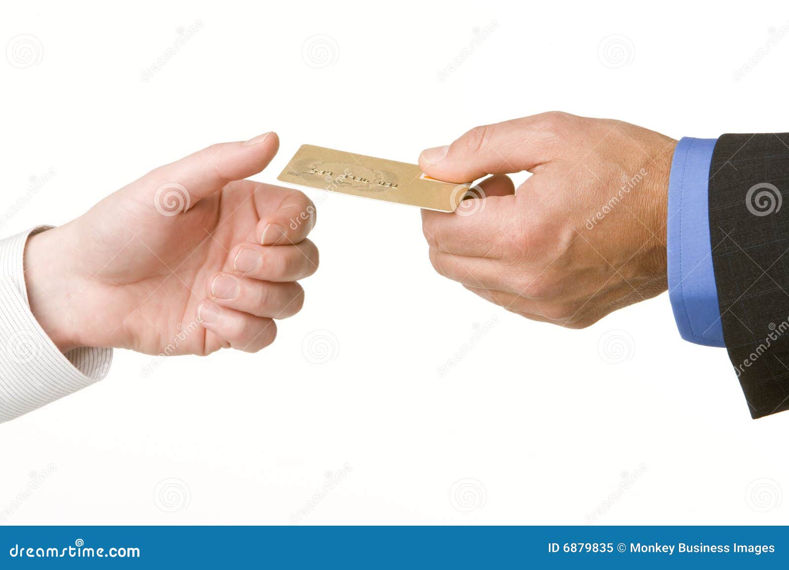 Businessmen Passing Another a Gold Credit Card Stock Image - Image of ...