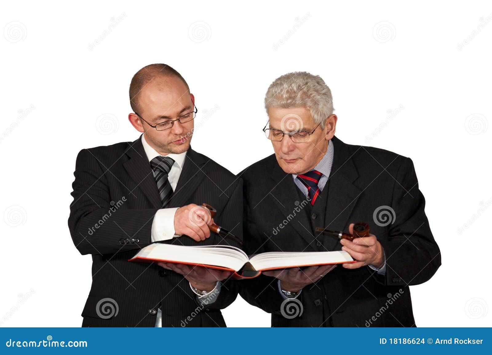 Businessmen with Pipes Reading a Book Stock Photo - Image of business ...