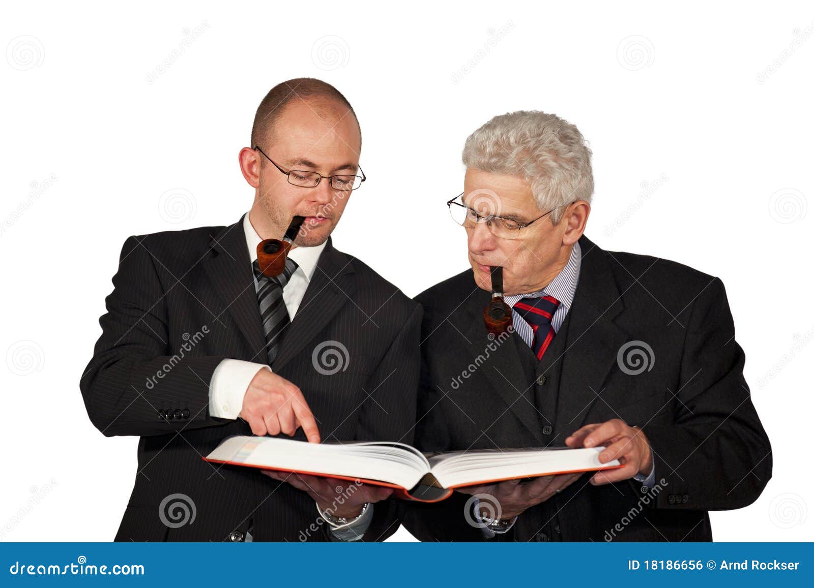 Businessmen with Pipes Reading a Book Stock Photo - Image of idea ...