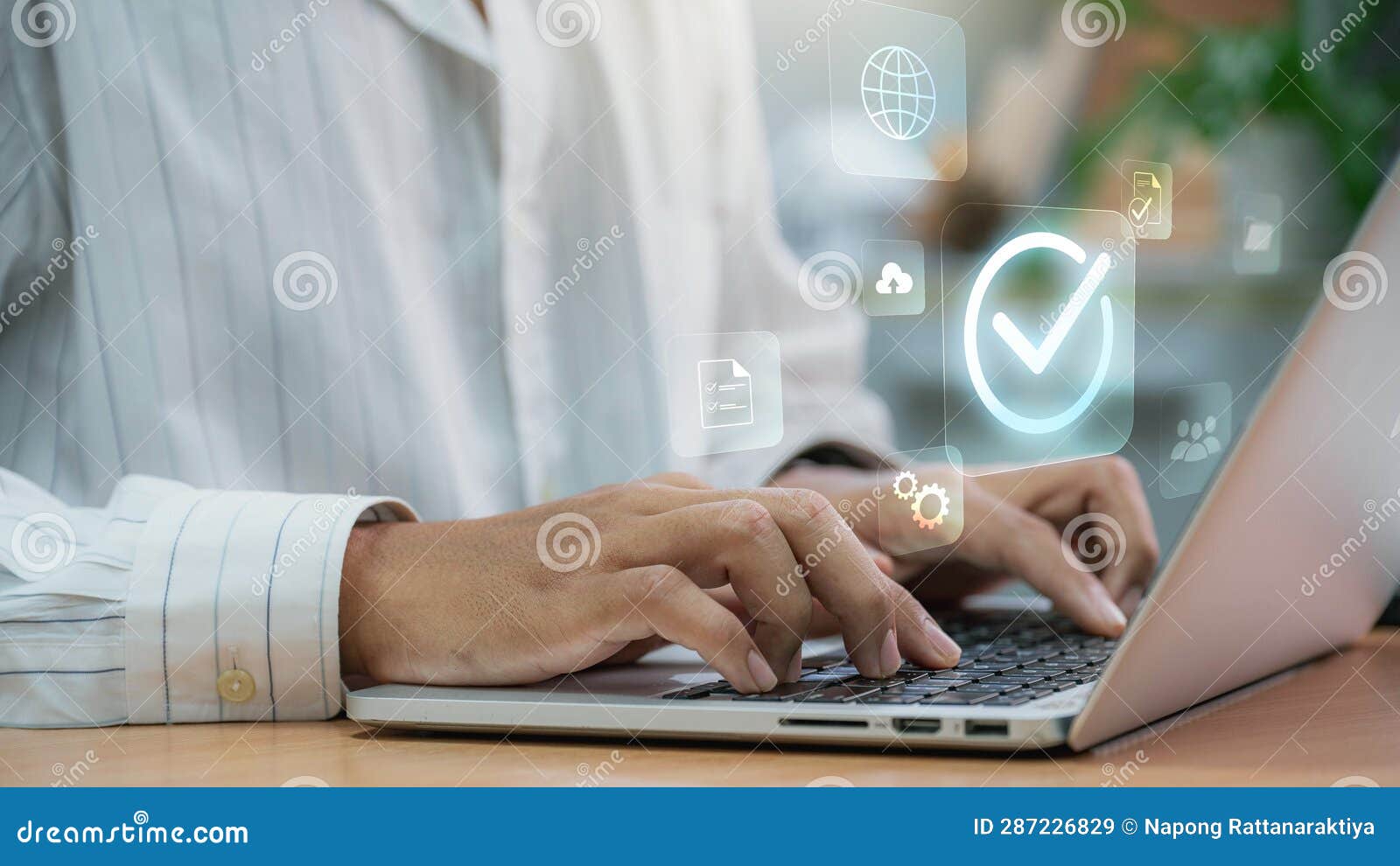 Businessmen Point To Tick Correct Sign Mark in Checkbox for Approve ...