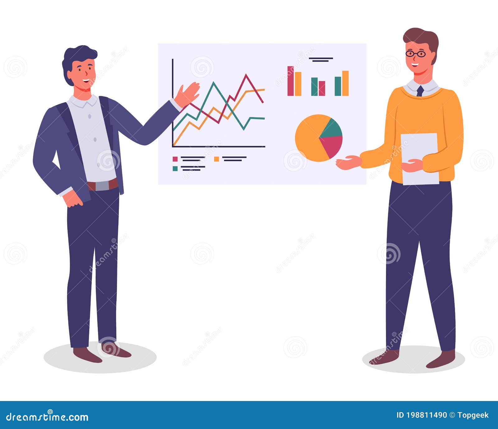 Businessmen Presenting Financial Plan, Workers Presenting Graphical ...