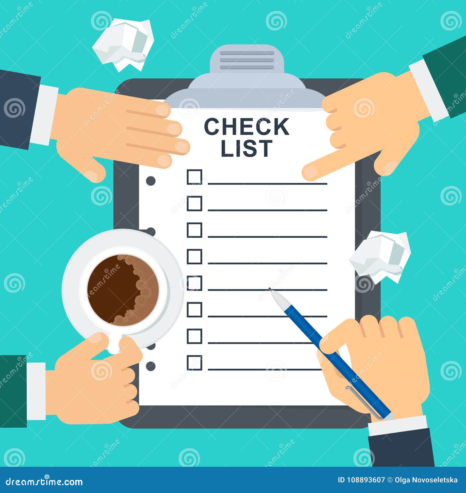 Check list concept stock vector. Illustration of document - 108893607
