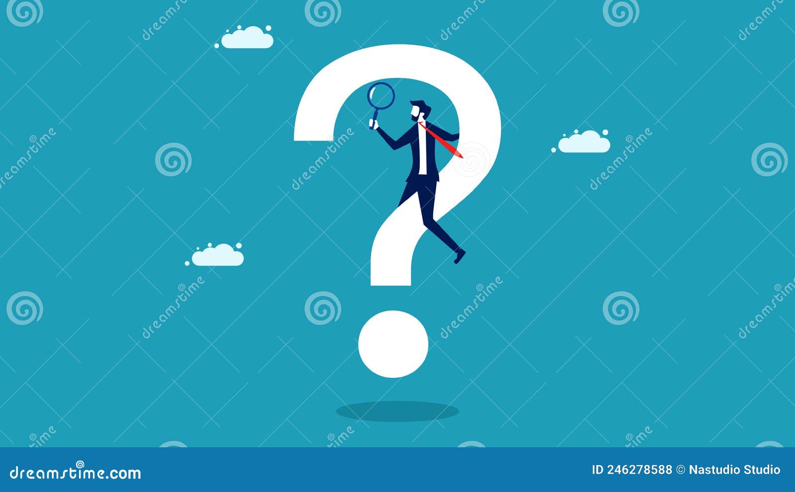 Businessmen on a Question Mark. Problem Solving Concept Stock Vector ...