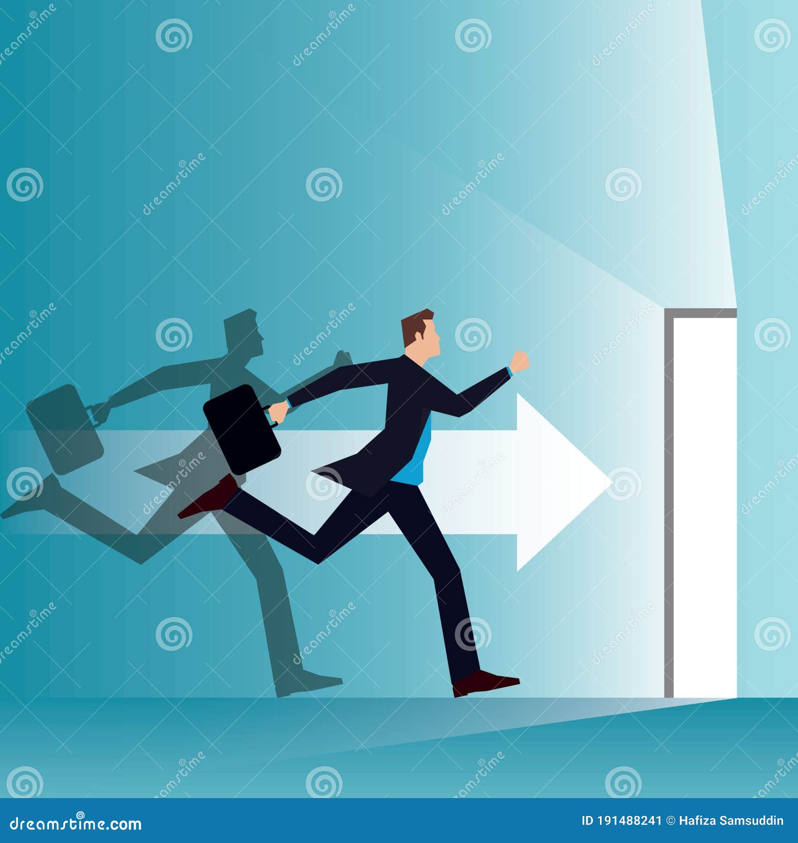 Businessmen Reaching Goal Concept. Vector Illustration Decorative ...