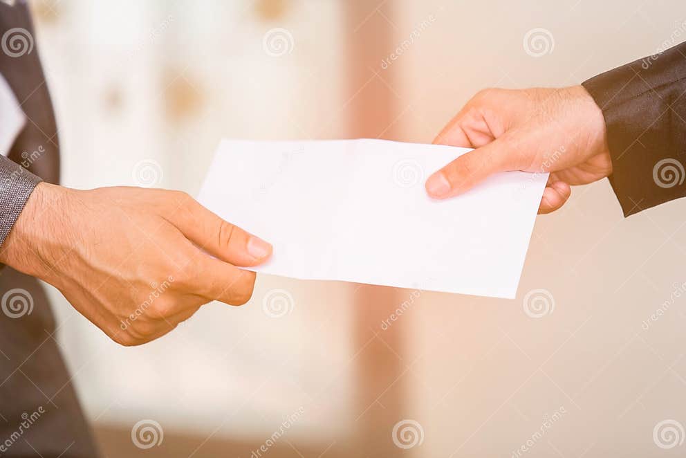 Businessmen Receiving Envelope Return. Stock Image - Image of documents ...
