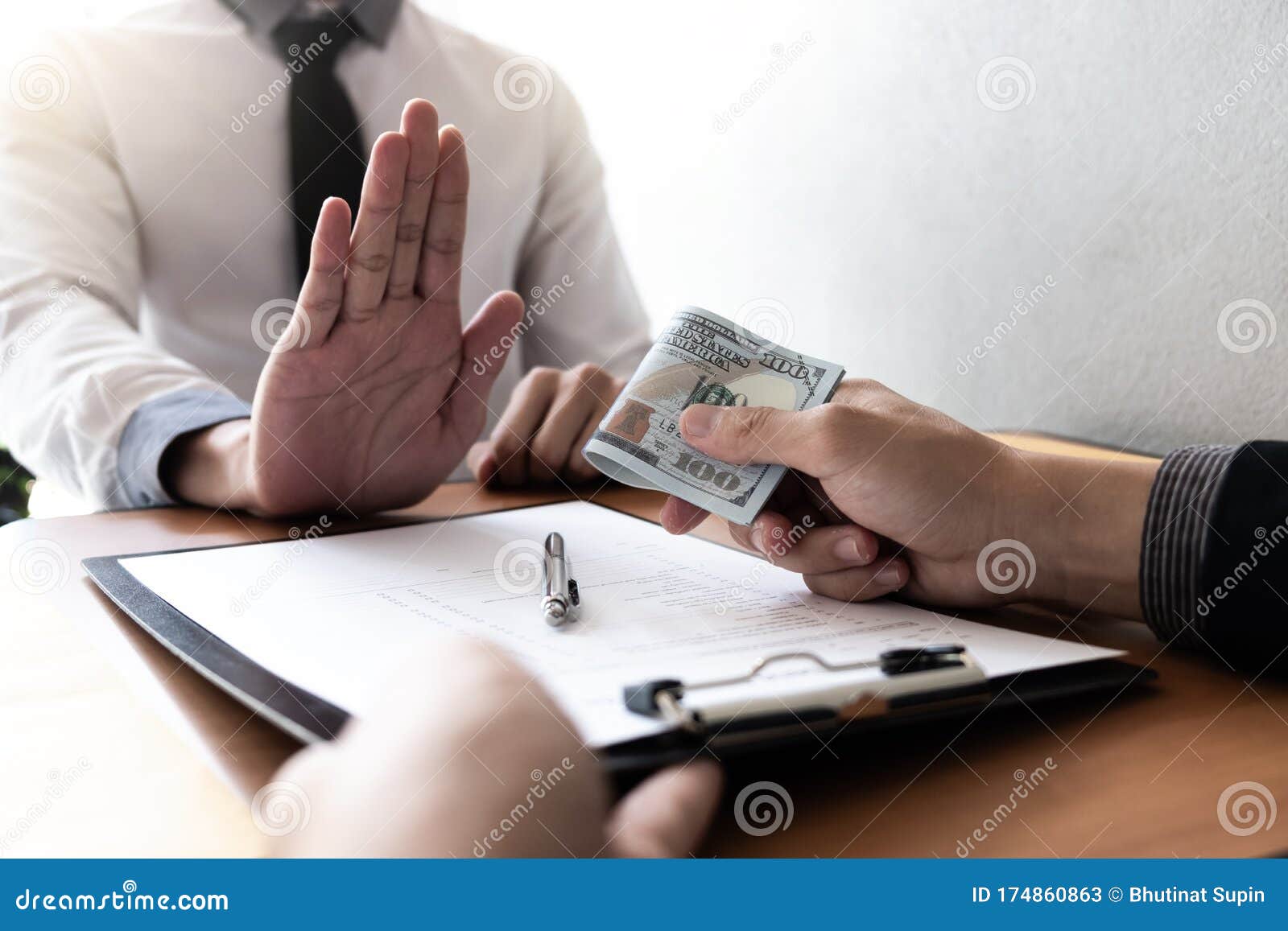 The Businessmen Refusing Accept Bribes at the Office Stock Image ...