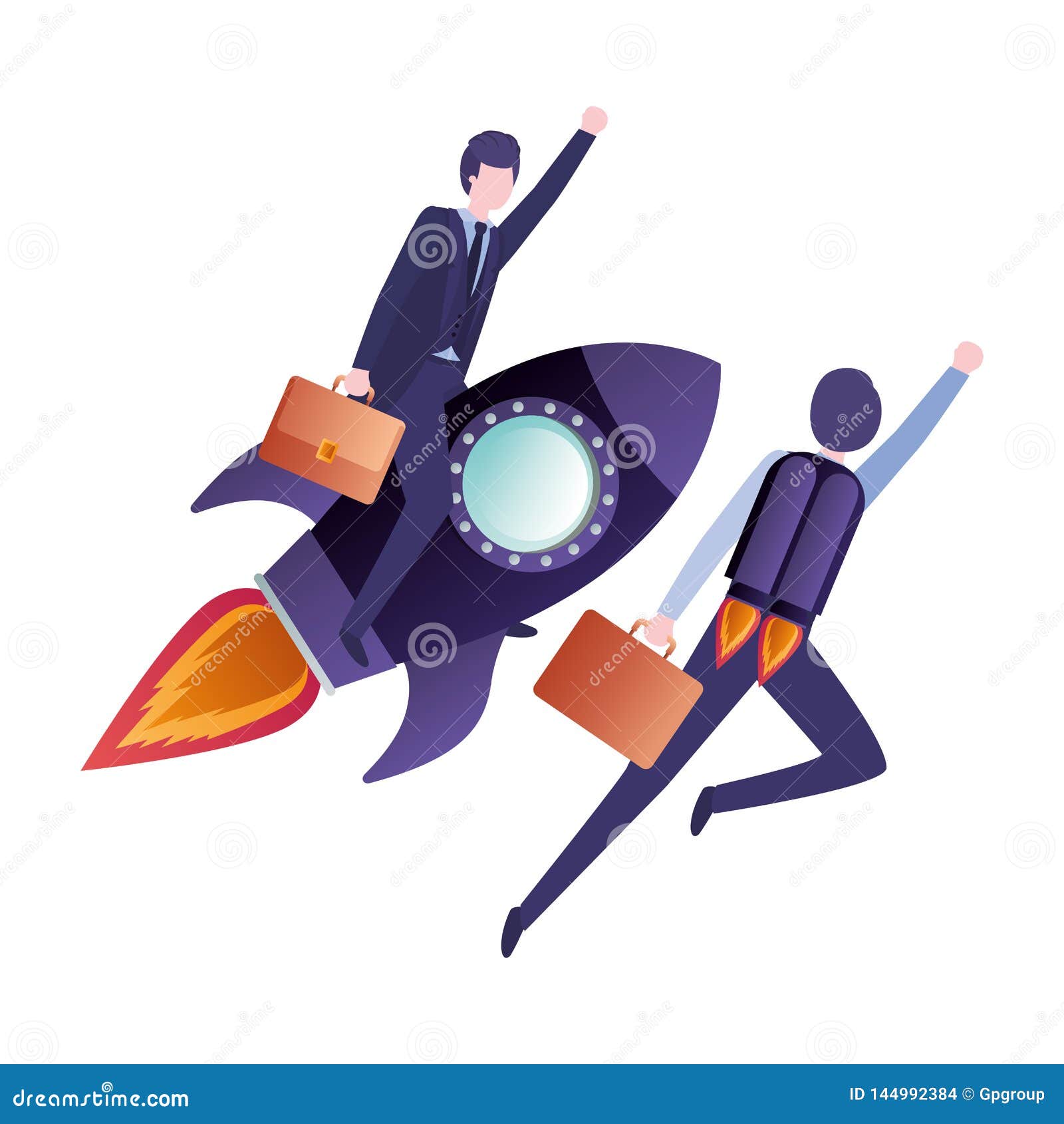 Businessmen with Rocket Avatar Character Stock Vector - Illustration of ...