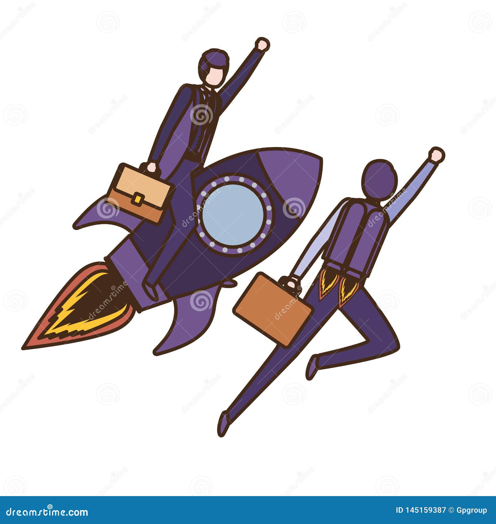Businessmen with Rocket Avatar Character Stock Vector - Illustration of ...