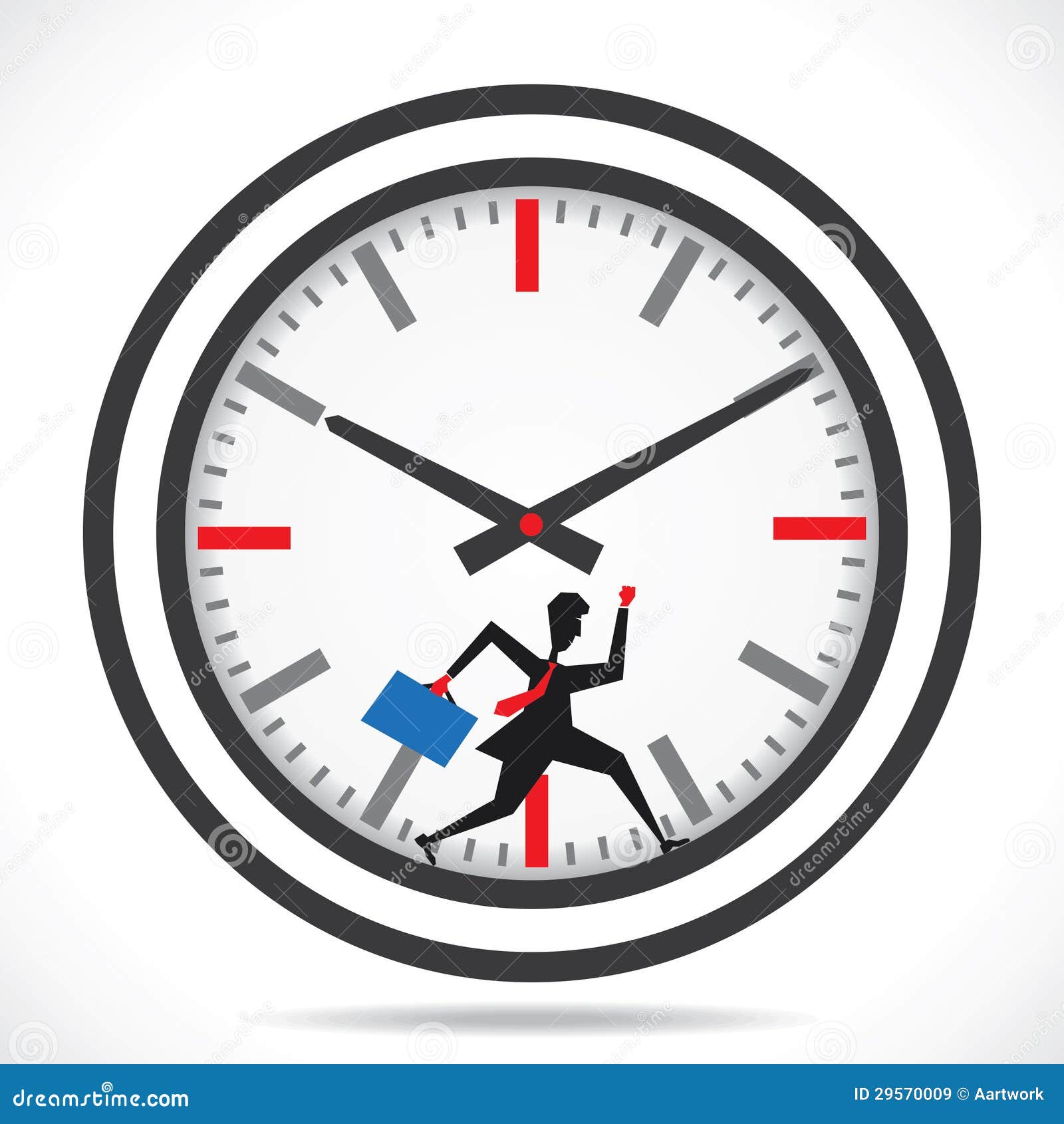 Businessmen Run in Clock Compete the Time Stock Vector - Illustration ...