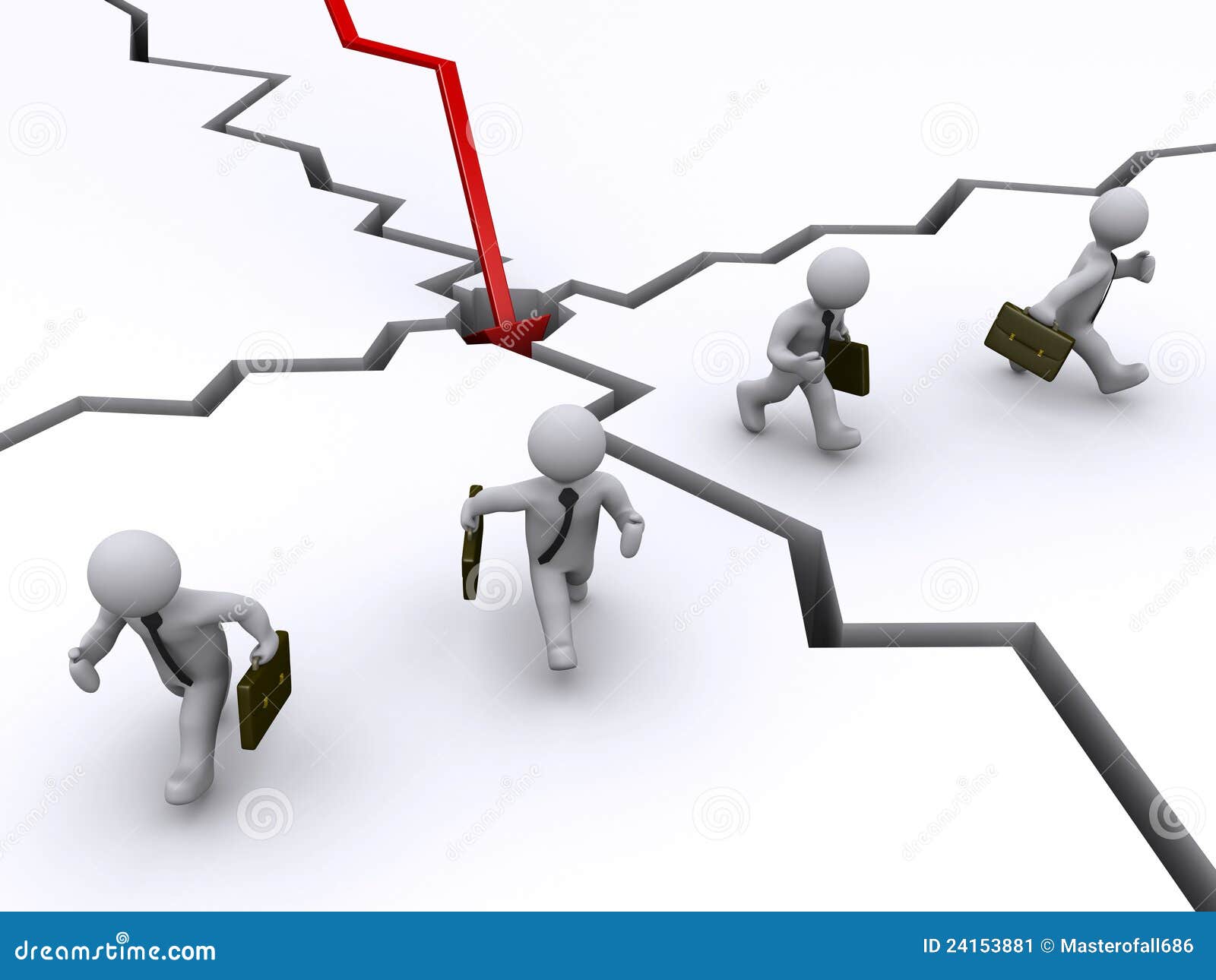 Businessmen Running Away of Graph Crash Stock Illustration ...