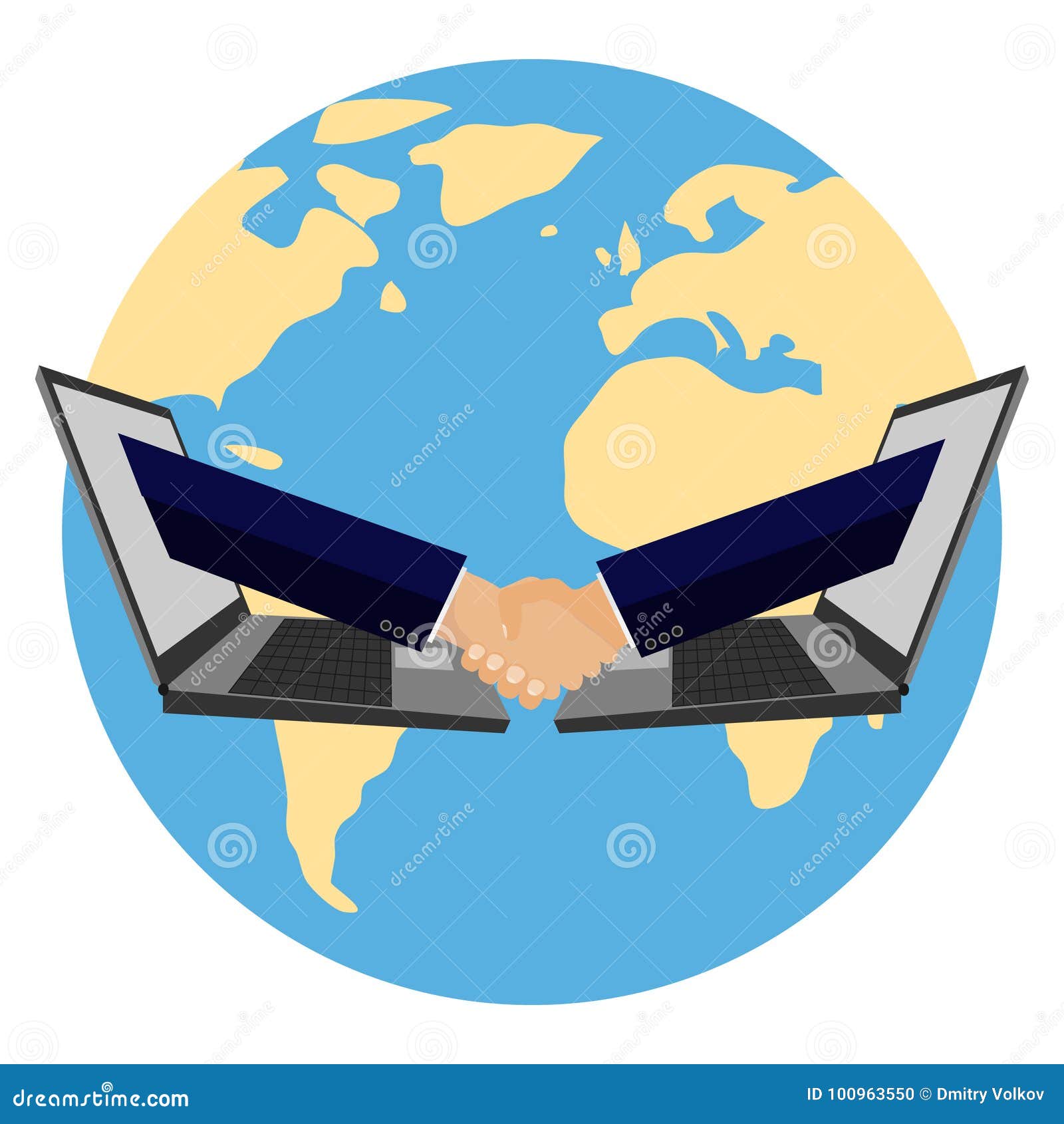 Businessmen Shake Hands from the Computer. Handshake of Businessmen ...