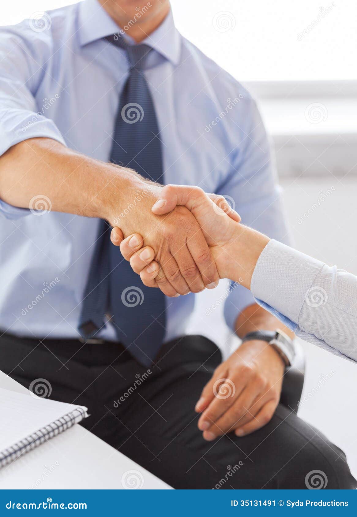 Businessmen Shaking Hands in Office Stock Image - Image of greeting ...